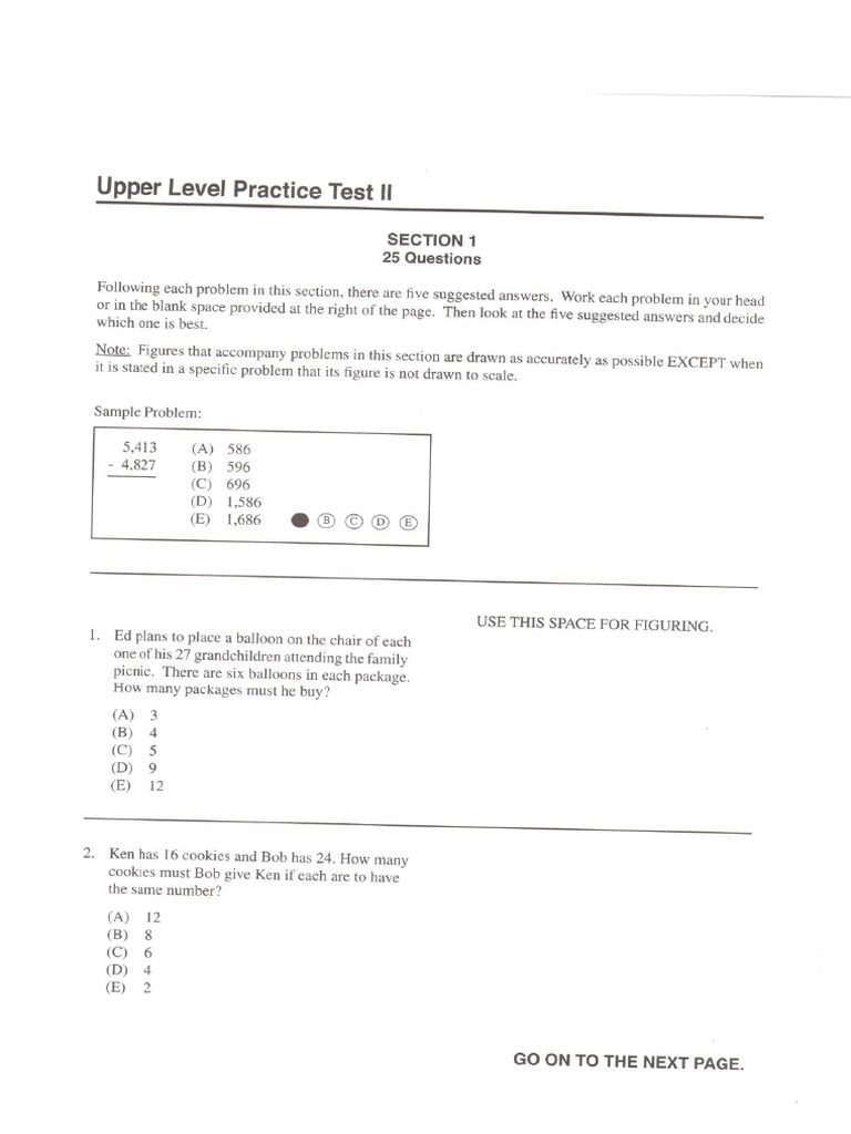 Official SSAT Upper Level Practice Test 2 v1 | PDF