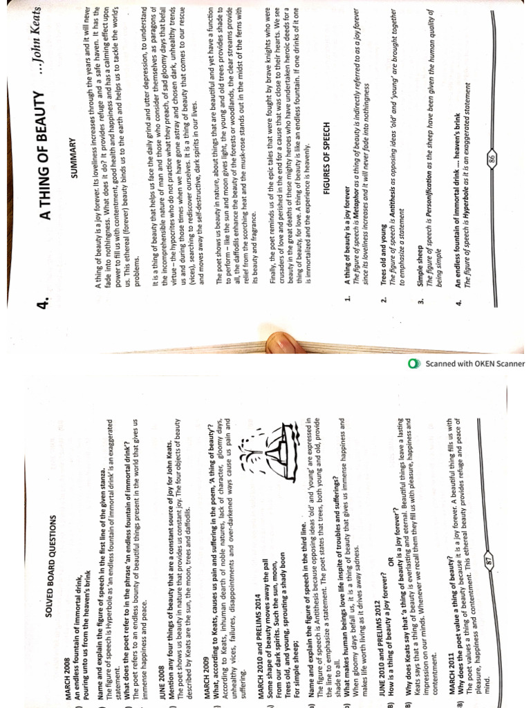 Figures of Speech and Answers of The Poem | PDF