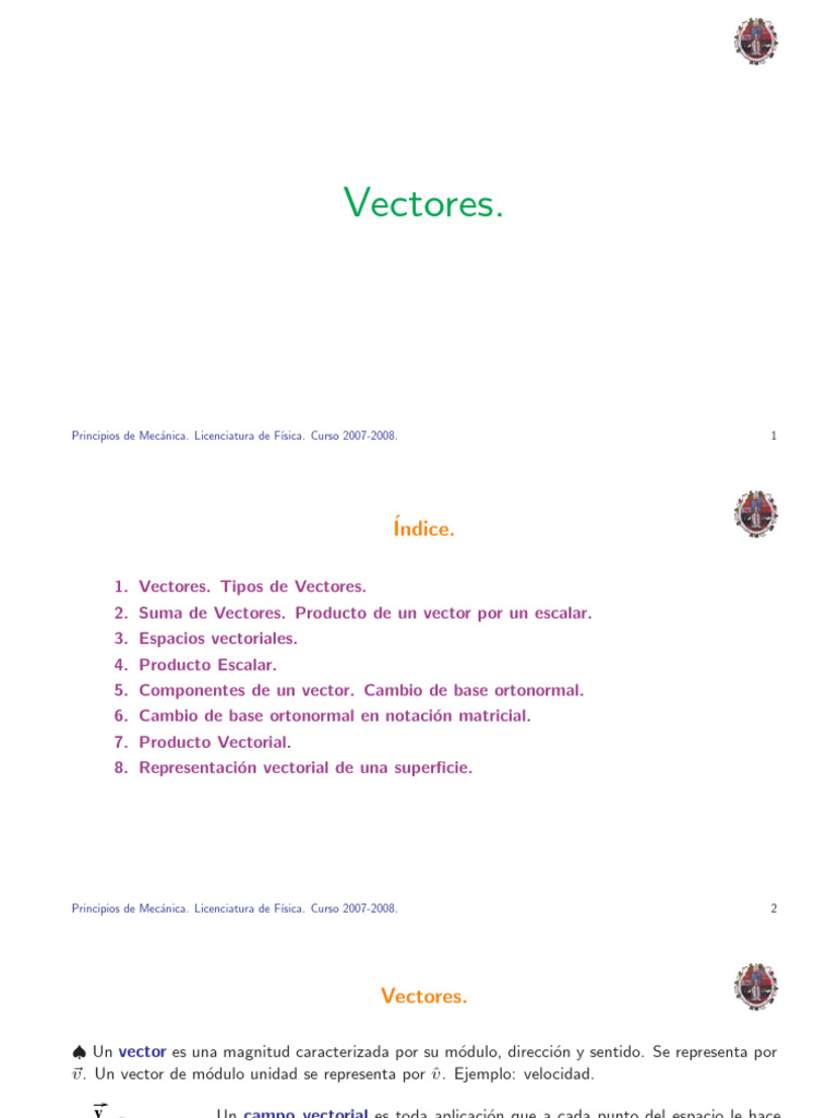Tema 2-Vectores | PDF | Vector Euclidiano | Espacio vectorial