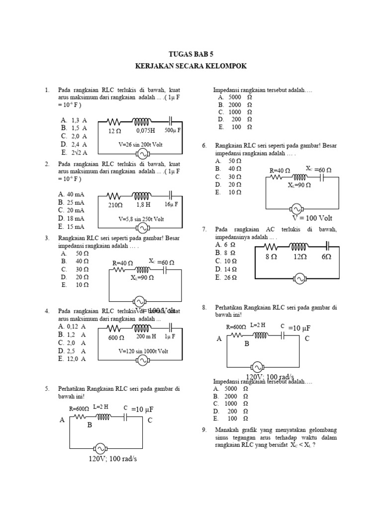 Tugas Fisika Bab 5 Rangkaian R-L-C | PDF