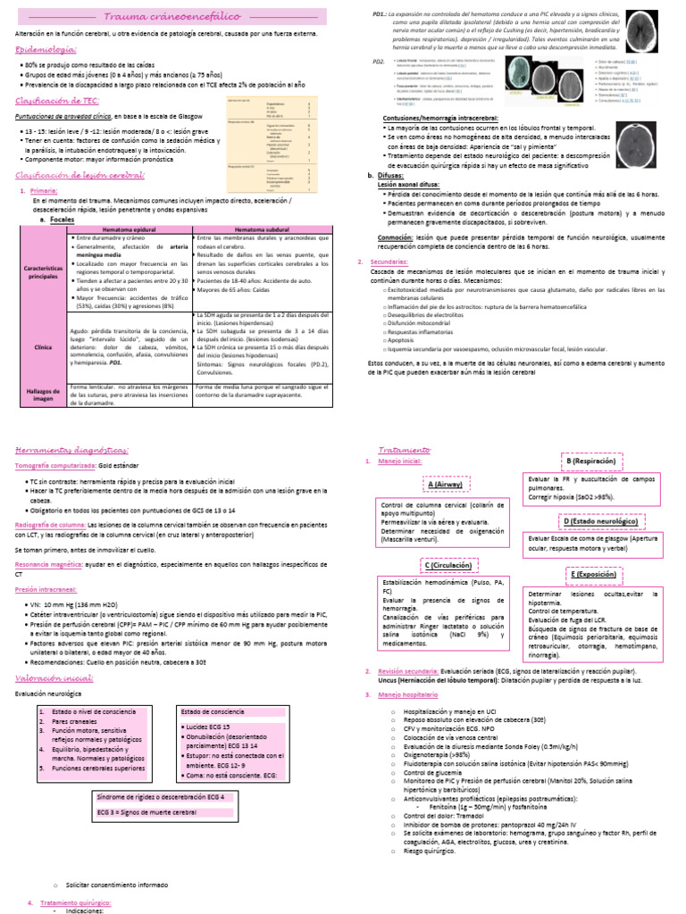 Trauma cráneoencefálico - Resumen | PDF | Lesión cerebral traumática ...
