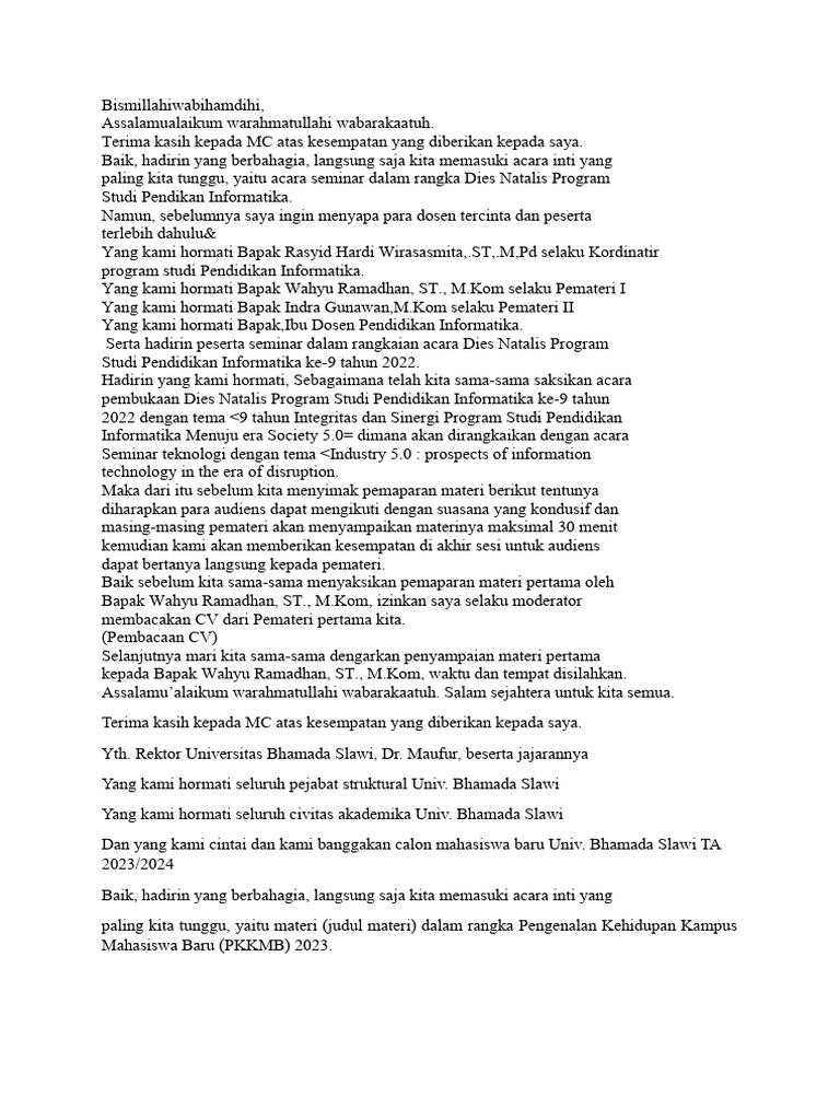 Contoh Teks Moderator | PDF