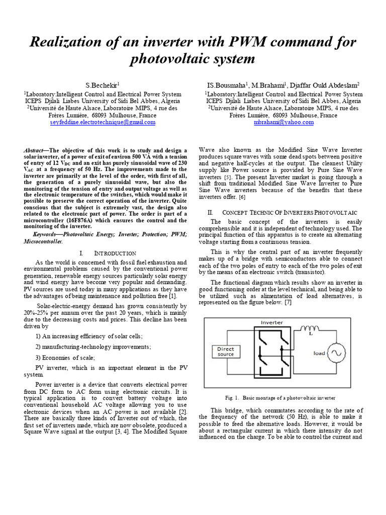 PWM Solar Inverter Design for PV Systems | PDF | Power Inverter ...