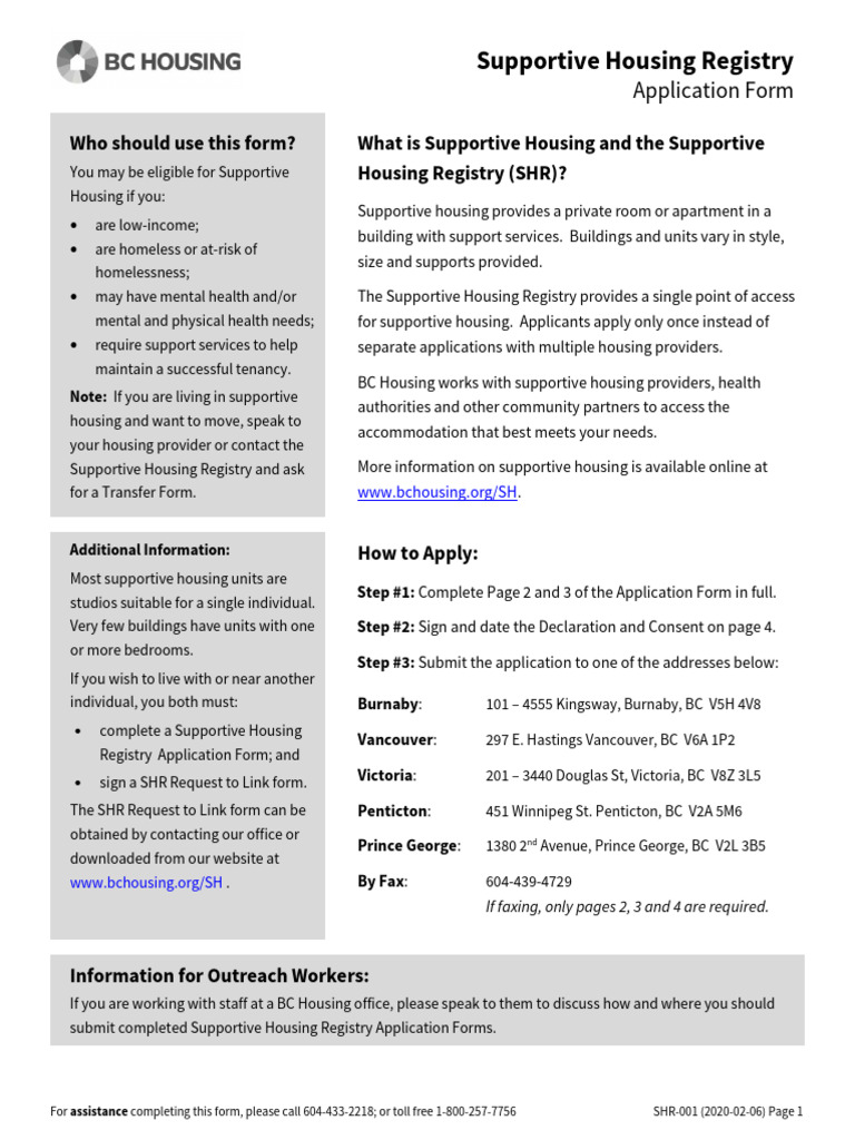 Supportive Housing Application Guide | PDF | Disability