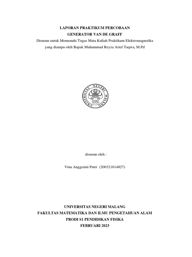 Laporan Praktikum Generator Van de Graff | PDF | Sains & Matematika