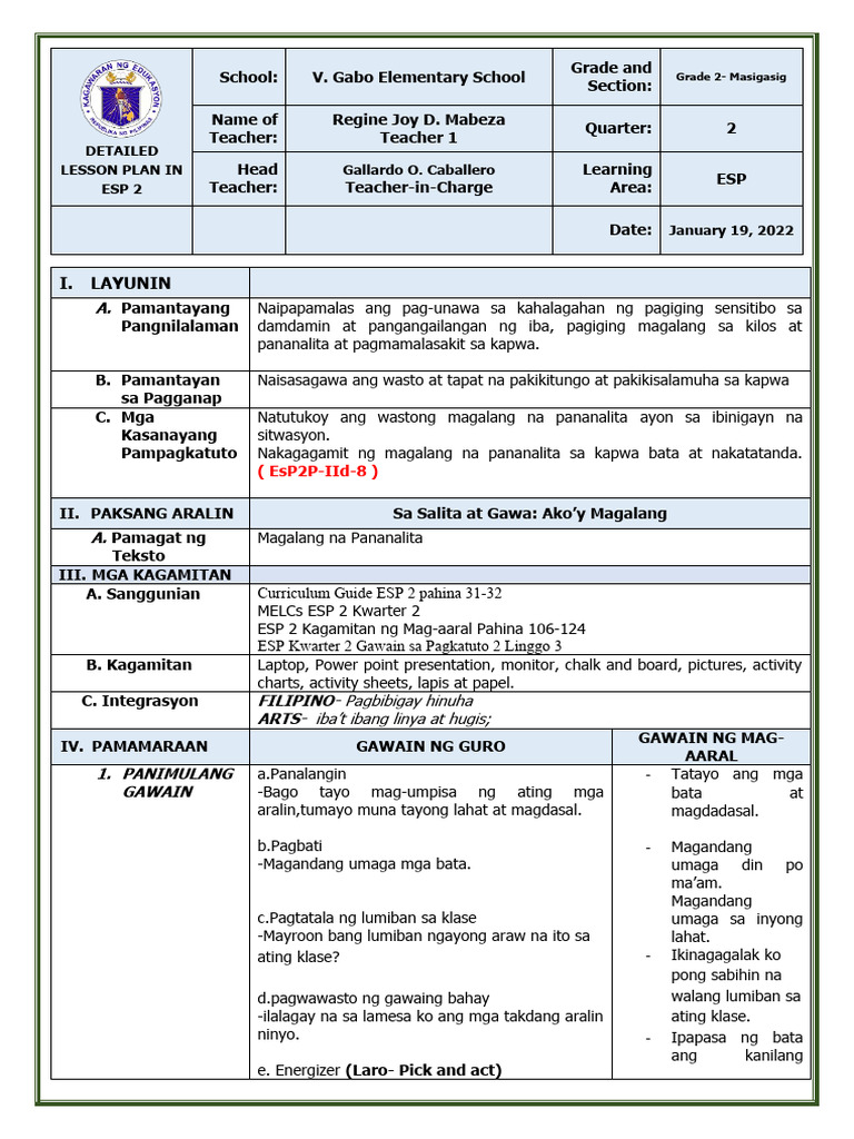 Esp2. Q2 Module 3 DLP | PDF