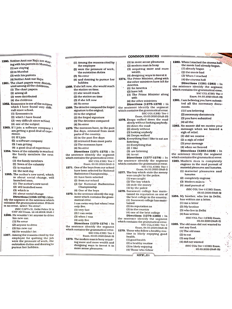 Common Errors -7 | PDF
