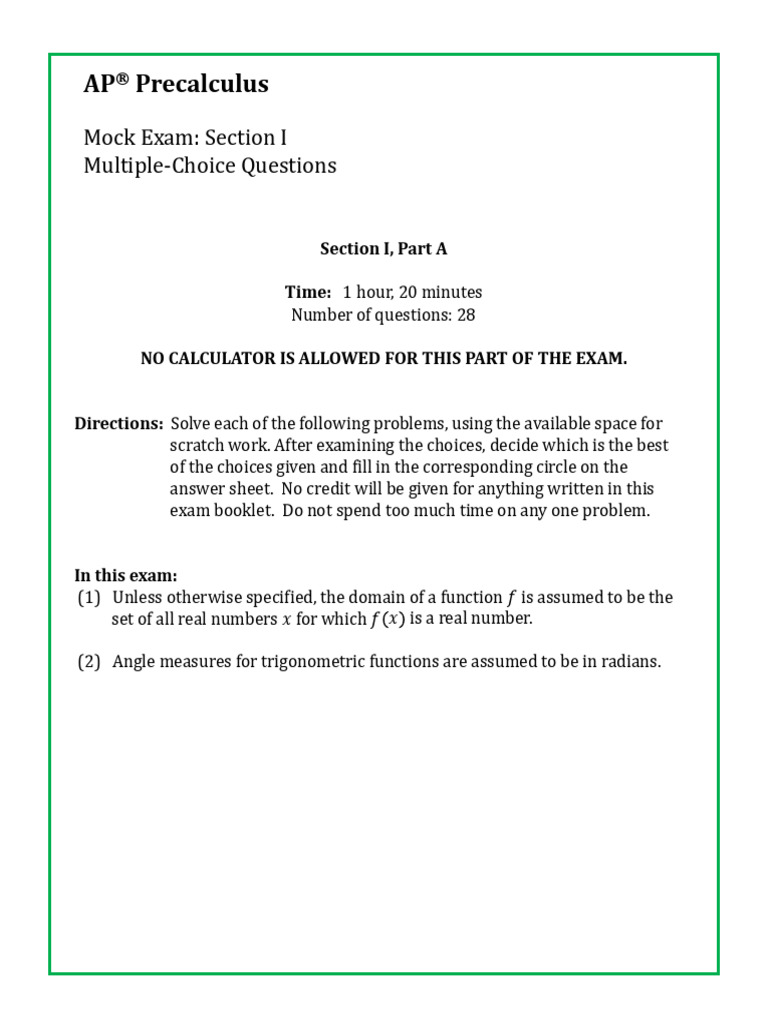 APPC Mock Exam Student | PDF | Function (Mathematics) | Mathematical Analysis