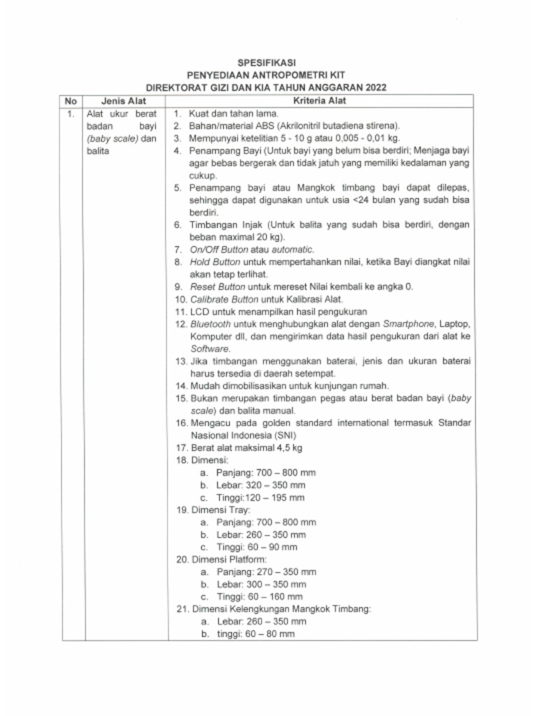 Spesifikasi Antrop | PDF