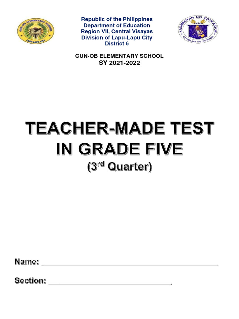3rd Quarter Teacher Made Test in Grade V SY 2021 2022 | PDF