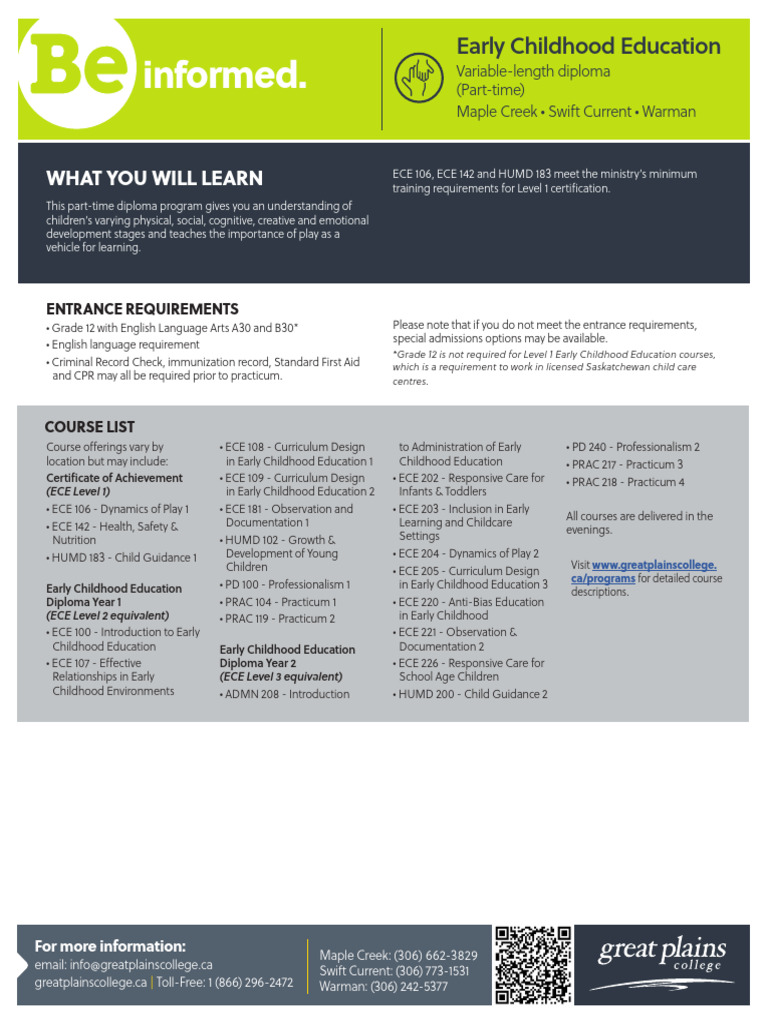 Info Sheet - Early Childhood Education PT - September 2023 | PDF ...