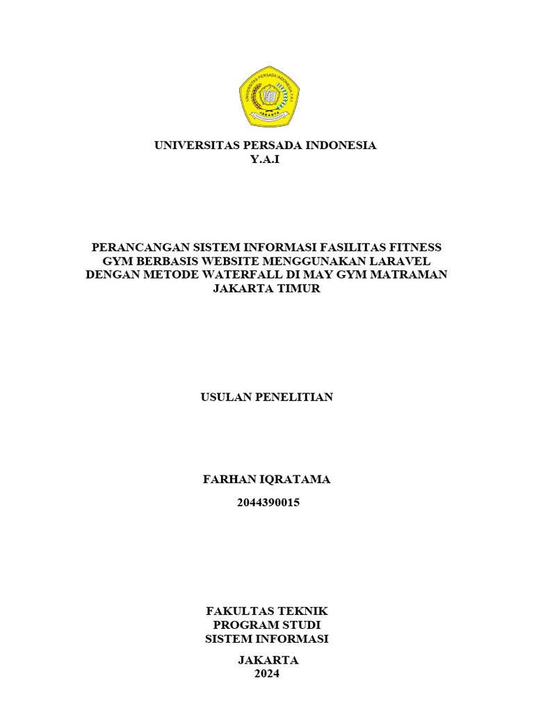 Perancangan Sistem Informasi Fasilitas Fitness Gym Berbasis Website ...