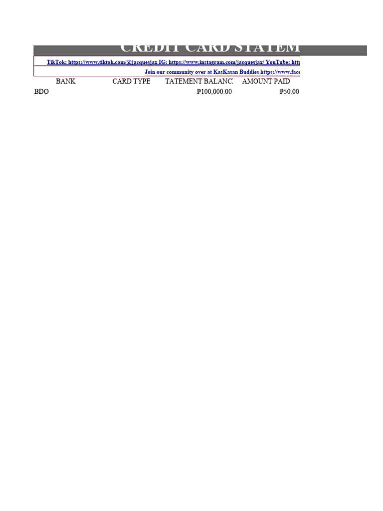 Sample Credit Card Statement Overview | PDF | Economy Of The ...