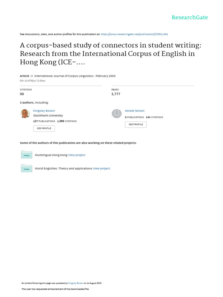 Bolton Nelson HUNG A Corpus-Based Study of Connectors in Student ...