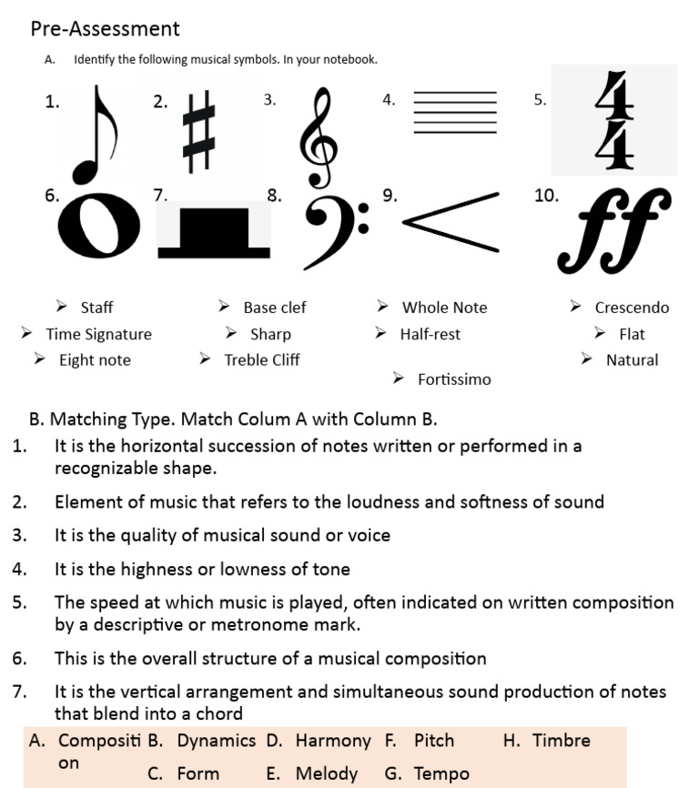 Music Pre Test | PDF