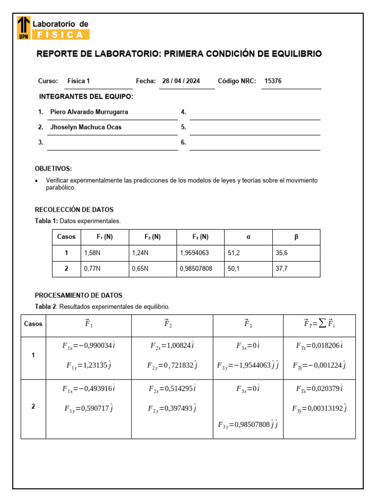 Reporte Lab Fisi1 s05 Pce 2024 | PDF | Física | Ciencias fisicas