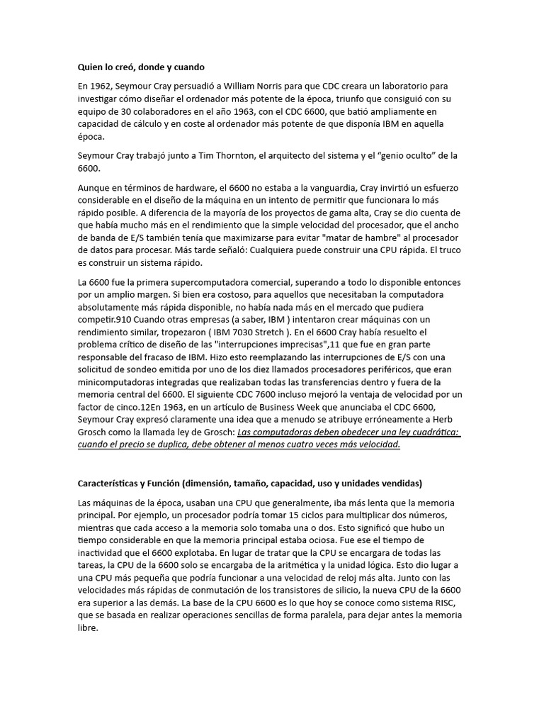 CDC 6600 | PDF | Unidad Central de procesamiento | Clases de computadoras