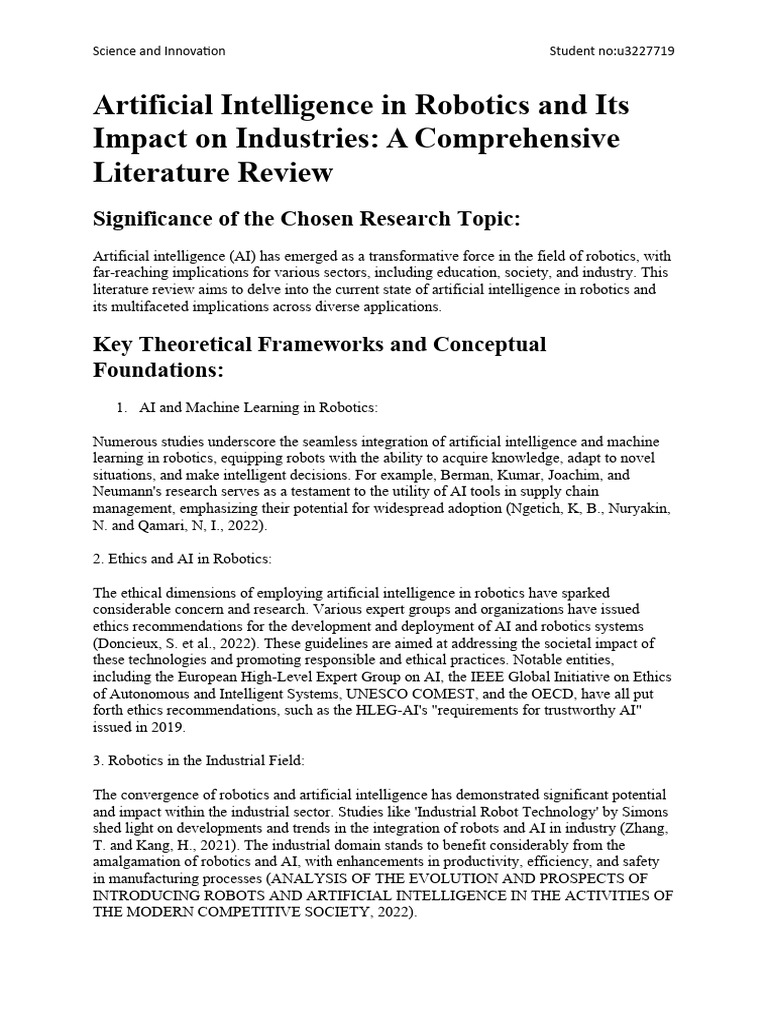 AI in Robotics Literature Review U3227719 | PDF | Artificial ...