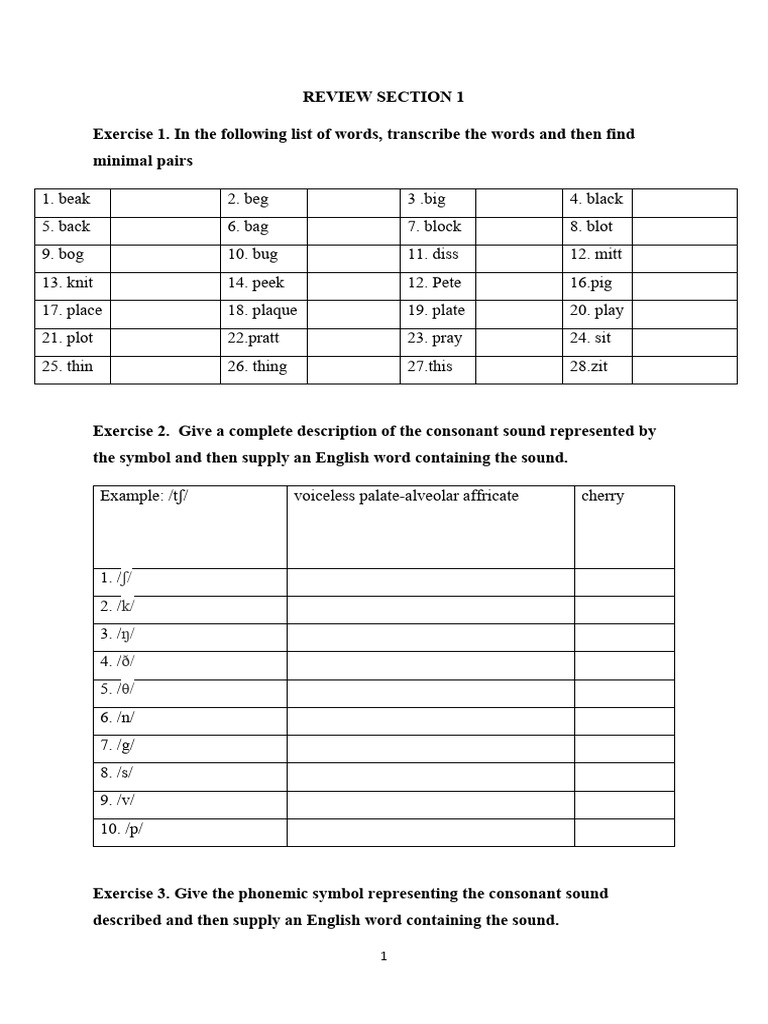 Review Section 1 | PDF | Phonetics | Phonology