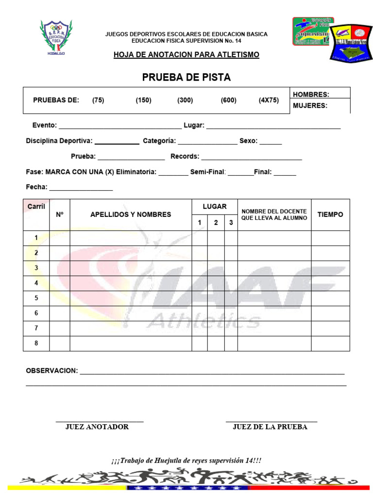 Hoja de Anotacion de Atletismo y Campo 2024 | PDF | Deportes | Juegos ...