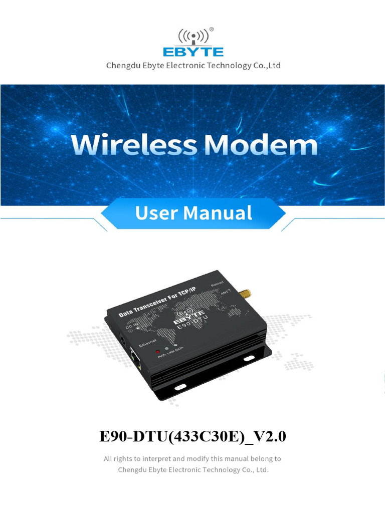 E90 DTU (433C30E) V2.0+Usermanual - EN V1.0 | PDF | Port (Computer Networking) | Ip Address