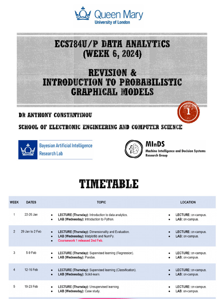 Week 6 v1.61 (Hidden) - Revision, CW1, and Probabilistic Graphical Models | PDF | Bayesian ...