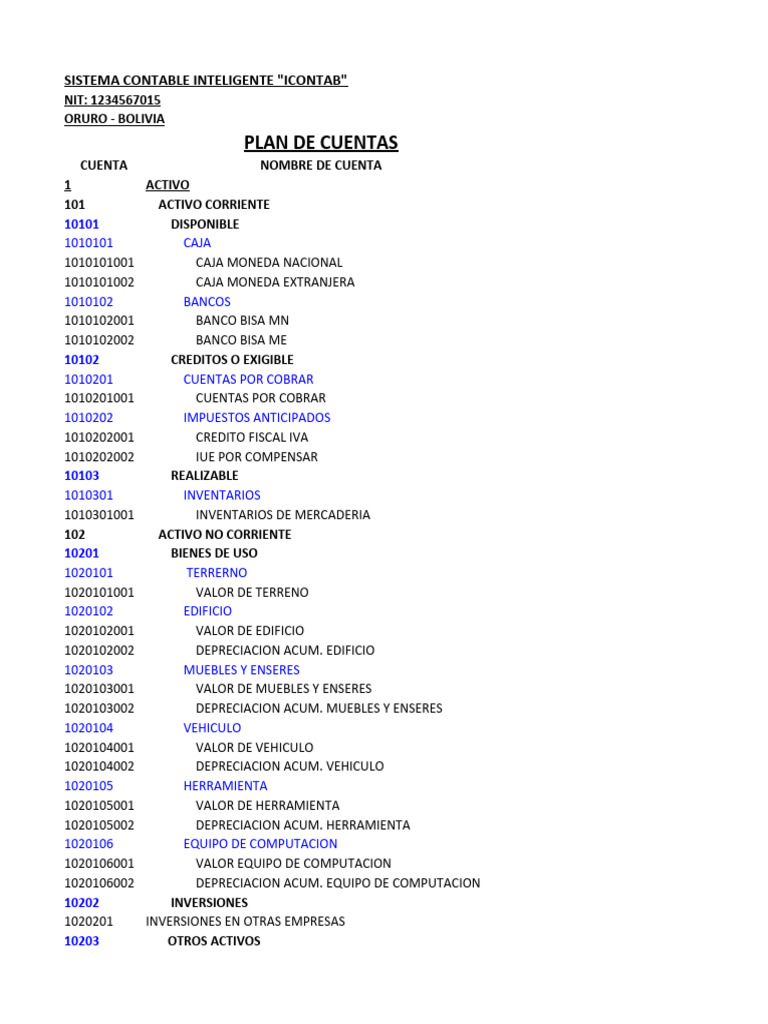 Plan de Cuenta Empresa Comercial | PDF | Depreciación | Salario