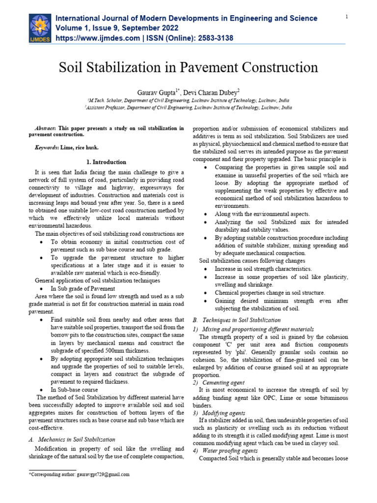(2022) Soil Stabilization in Pavement Construction | PDF | Lime ...