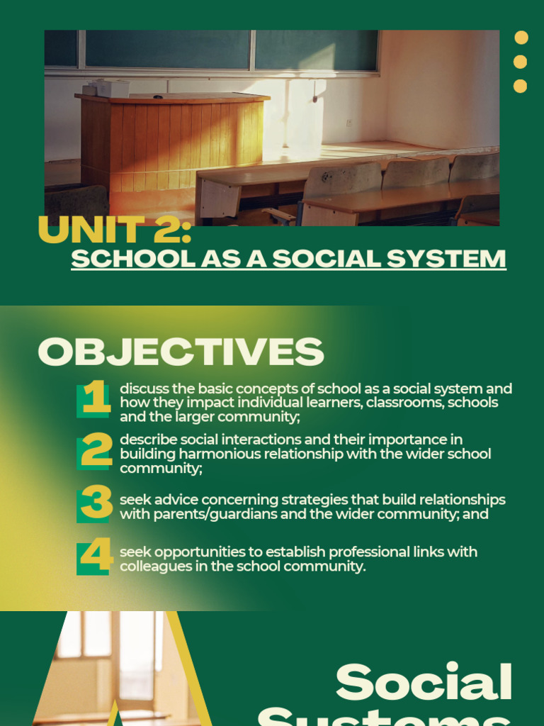 Unit 2 School As A Social System | PDF | System | Community