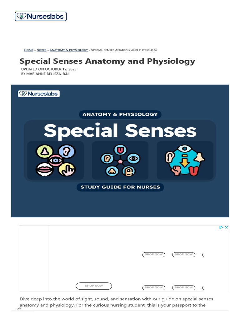 Special Senses Anatomy Overview | PDF | Senses | Ear