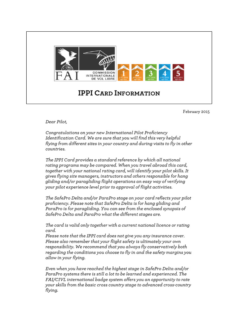 Ippi Card Information Pack | PDF | Gliding | Wound