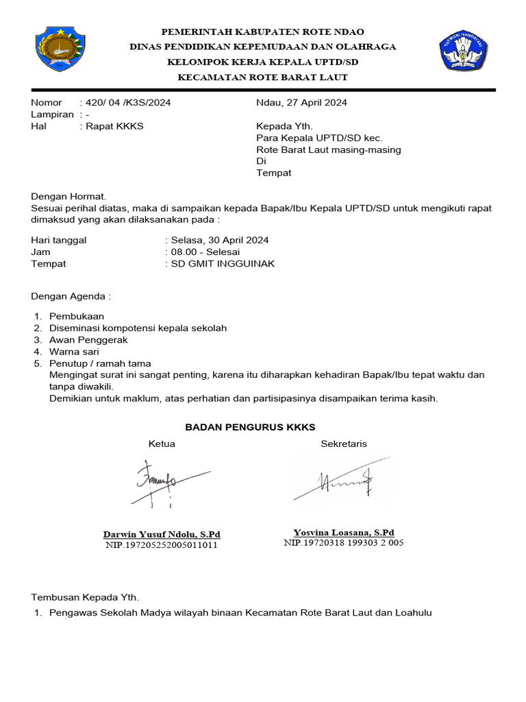 Surat Undangan Rapat KKKS | PDF