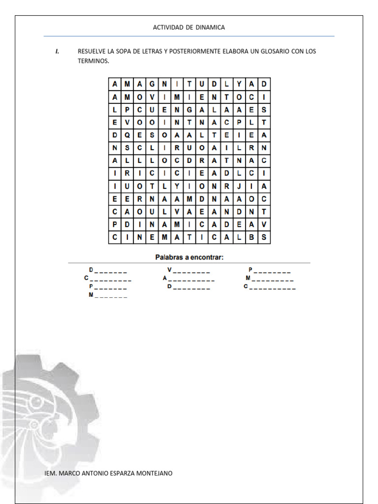 Sopa de Letras Dinamica | PDF