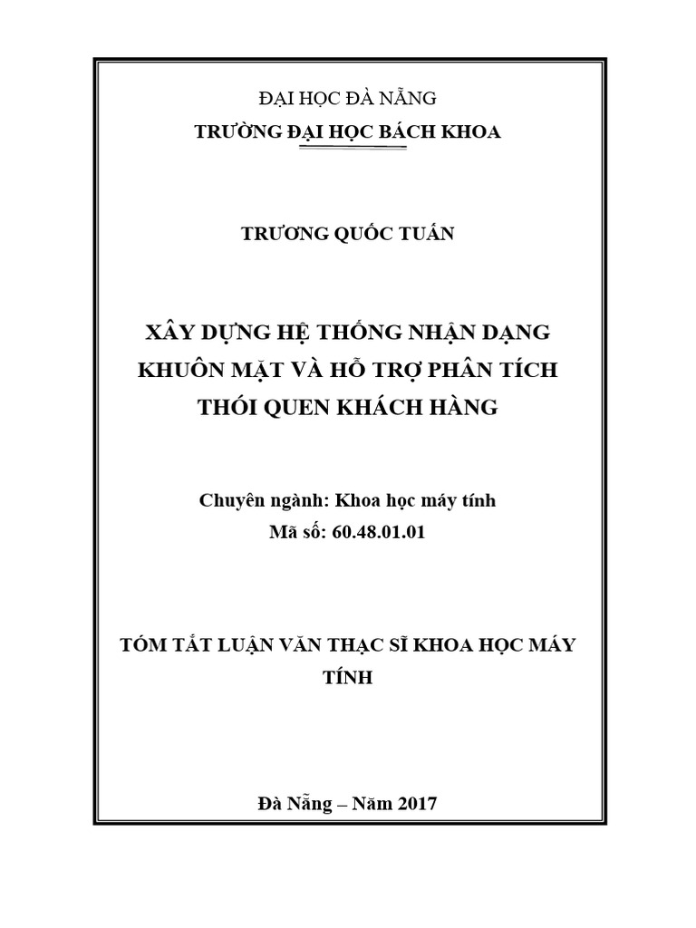 123doc Xay Dung He Thong Nhan Dang Khuon Mat Va Ho Tro | PDF