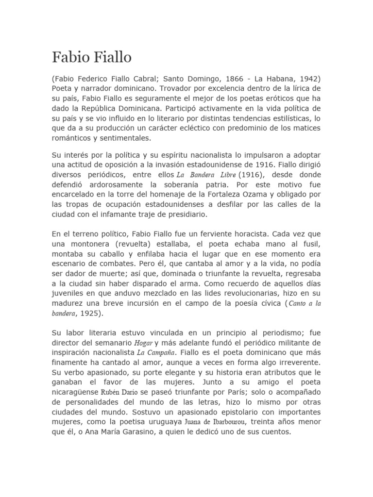 Fabio Fiallo | PDF | Historia | Ficción general