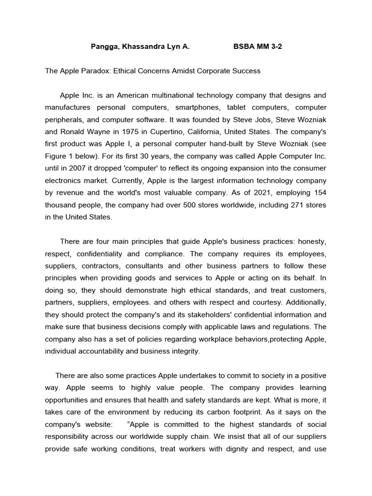 The Apple Paradox - Ethical Concerns Amidst Corporate Success | PDF ...