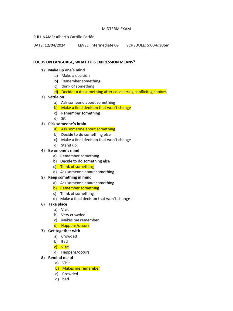 Midterm Exam I3 | PDF | Language Arts & Discipline