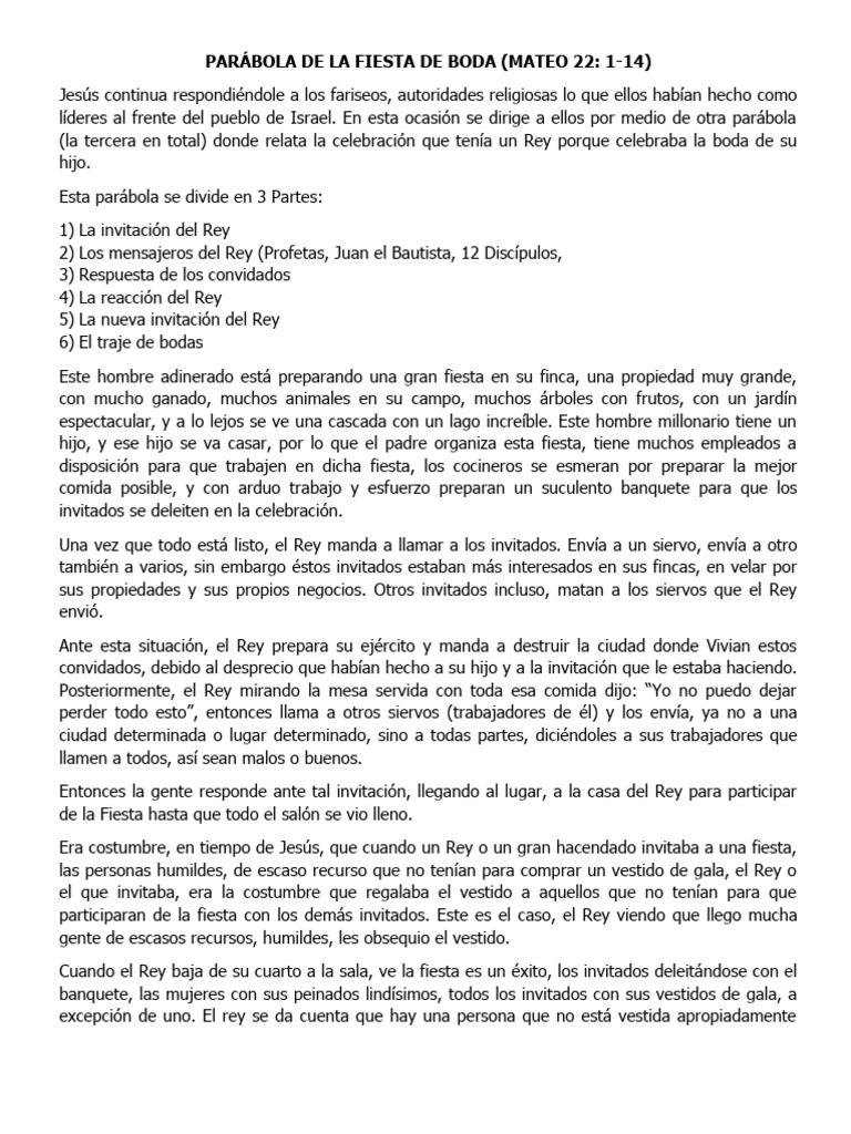 Parábola de La Fiesta de Boda | PDF | Jesús | Jerusalén