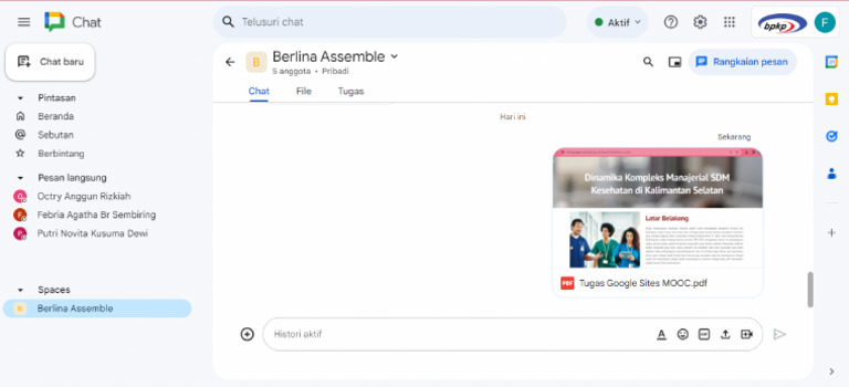 Tugas Google Chat MOOC | PDF