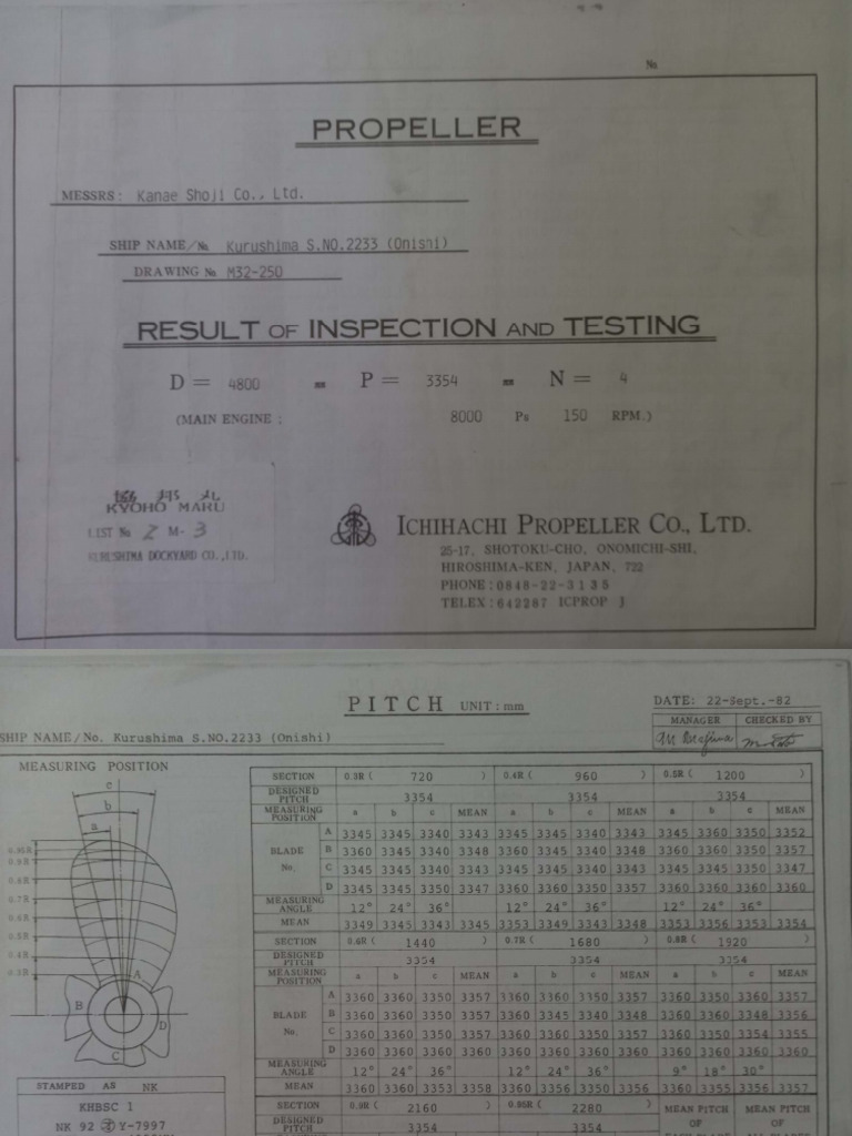 PROPELLER Result of Inspection and Testing | PDF