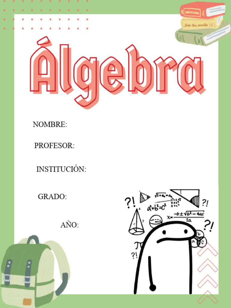 Caratula de Algebra para Secundaria | PDF