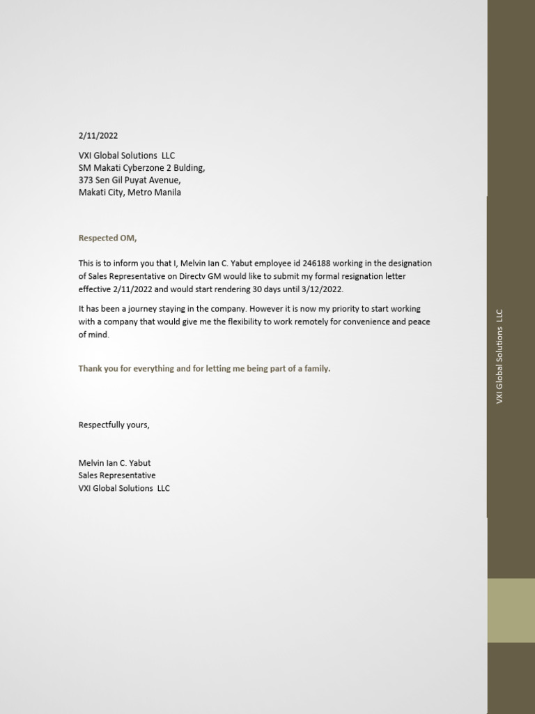 Resignation Letter 2022 | PDF