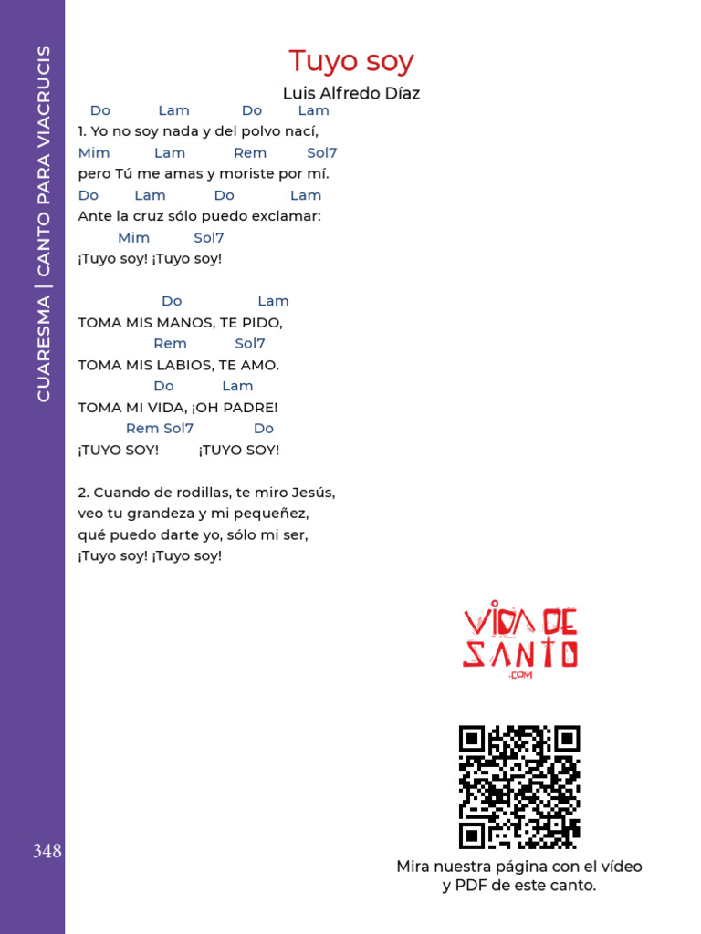 Letra del canto "Tuyo Soy" | PDF