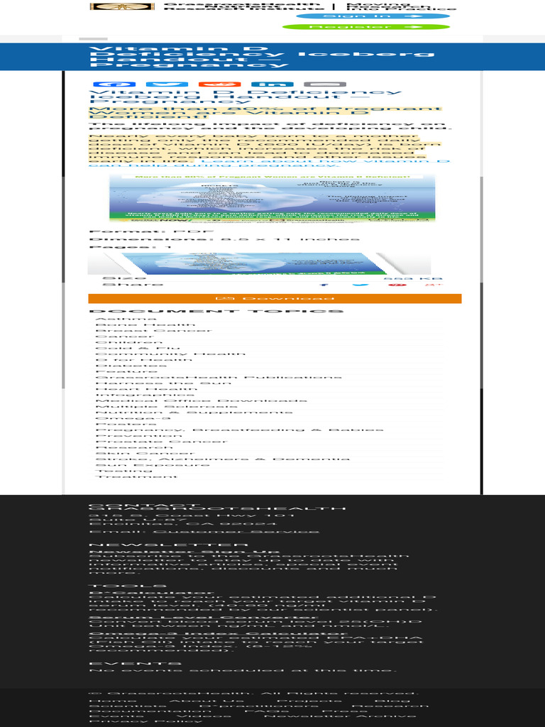 Vitamin D Deficiency Iceberg Handout - Pregnancy - GrassrootsHealth ...