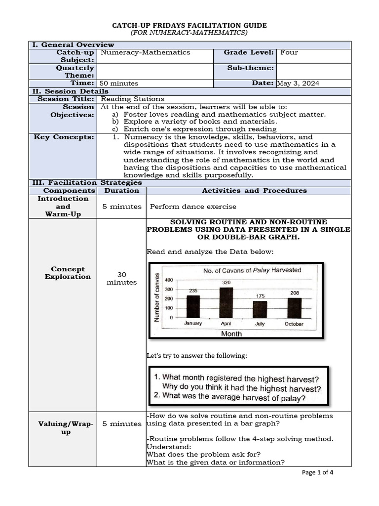 CATCH-UP-FRIDAY-May 3-NUMERACY-MATH4-edited | PDF | Teachers | Data