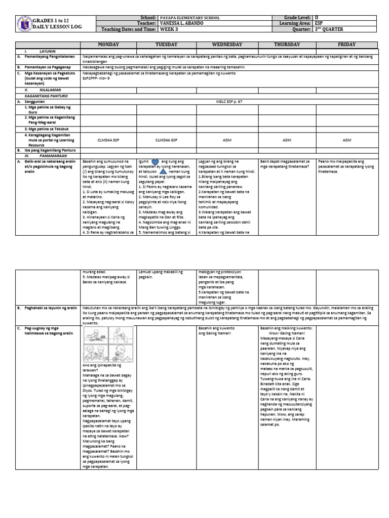 01ESP-3RD Quarter Week 3 | PDF