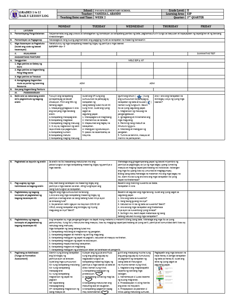 01ESP-3RD Quarter Week 2 | PDF
