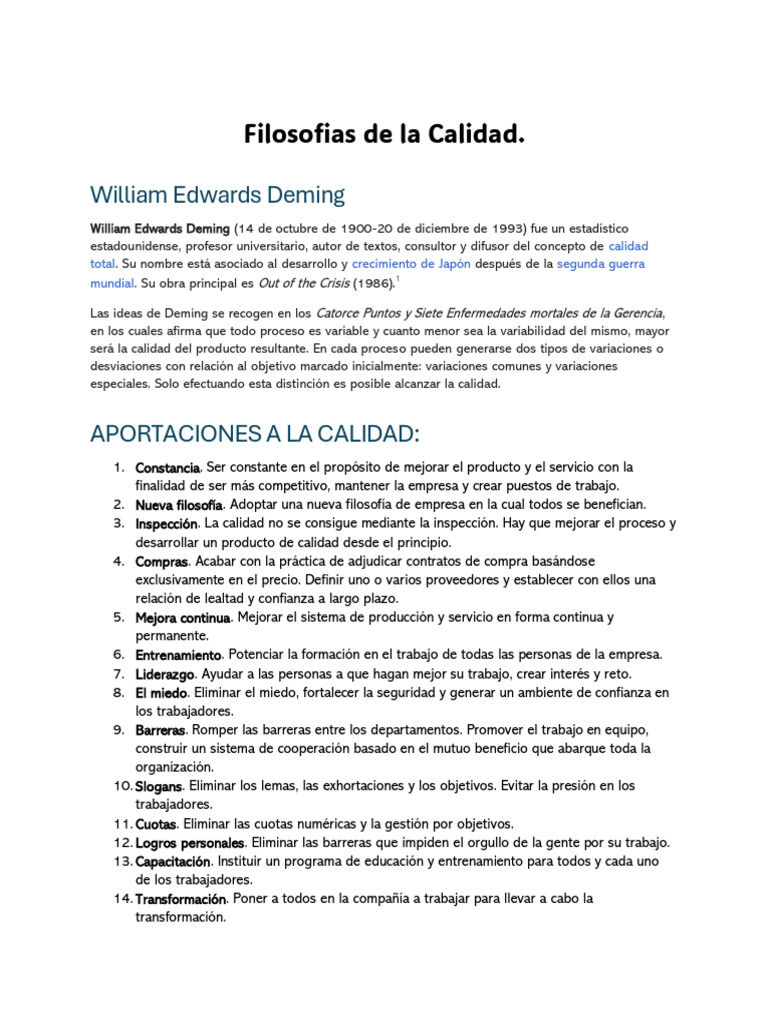 Filosofias de La Calidad | PDF | Business
