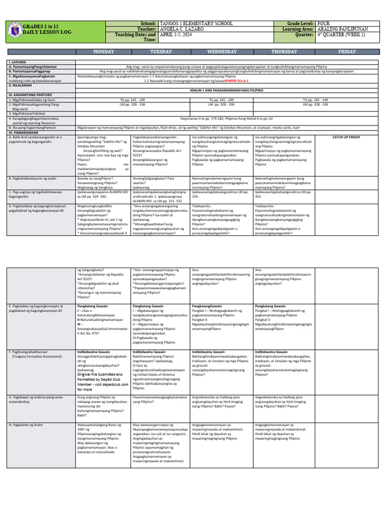 Ap4 Q4 W1 Aclazaro | PDF