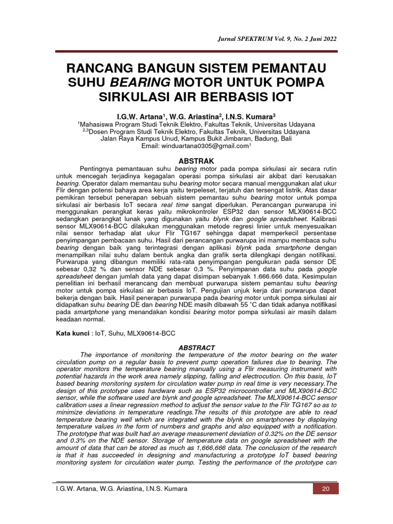 Pemantauan Suhu Bearing Motor IoT | PDF